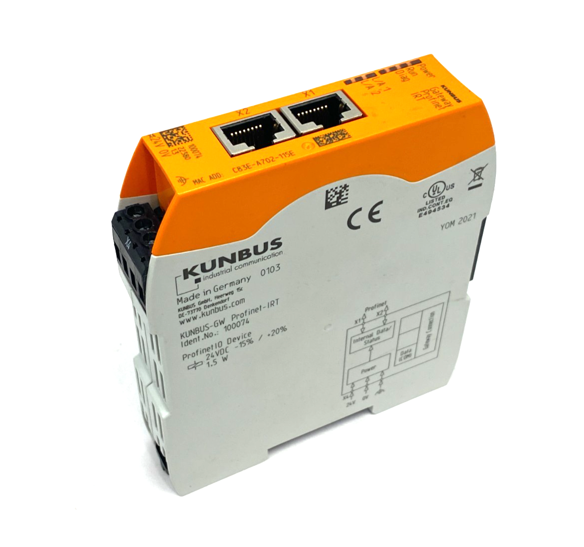 PR100074, 100074 | Kunbus 100074 RevPi Gate PROFINET IRT Expansion Module KUNBUS-GW