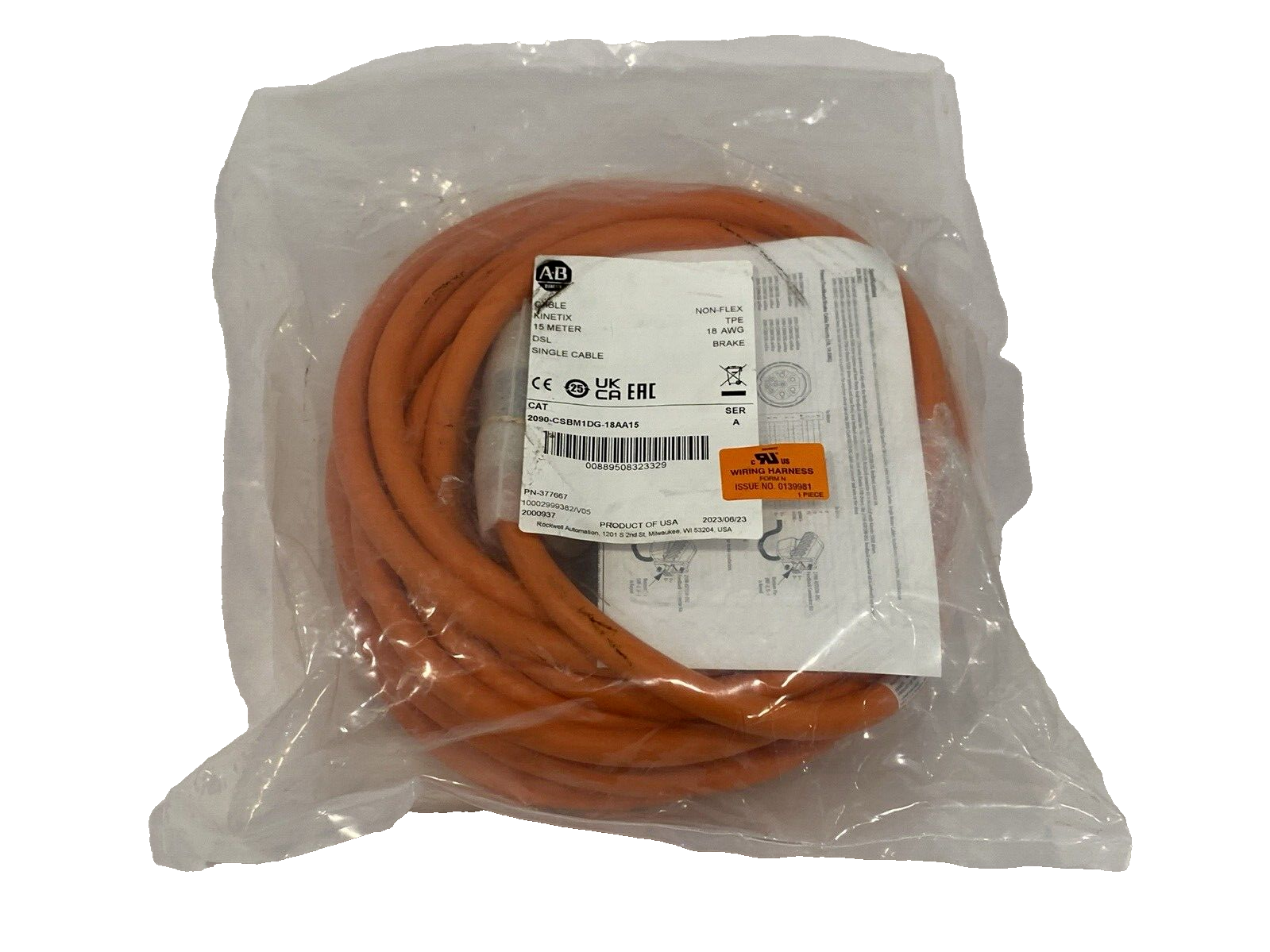 2090-CSBM1DG-18AA15 | Allen Bradley 2090-CSBM1DG-18AA15 Cable Kinetix Single DSL Non-Flex TPE 18 AWG