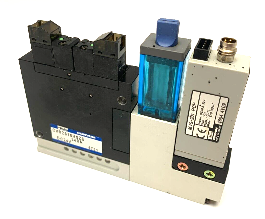 Parker Convum CVR2S10HSZE 24BN Vacuum Generator w/ MVS-201-PCP Pressur