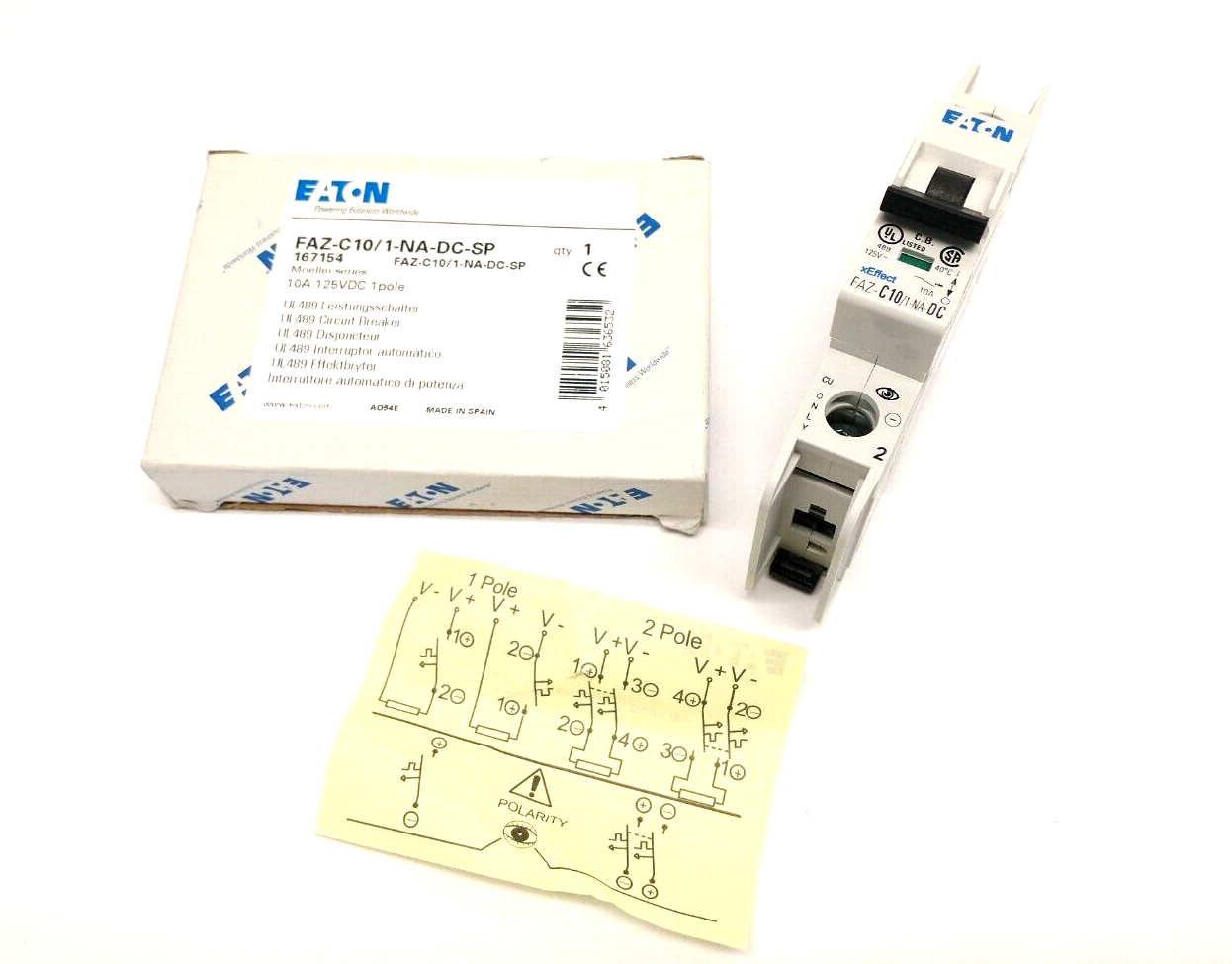 FAZ-C10/1-NA-DC, FAZ-C10/1-NA-DC-SP | Eaton FAZ-C10/1-NA-DC Miniature Circuit Breaker 1P 10A