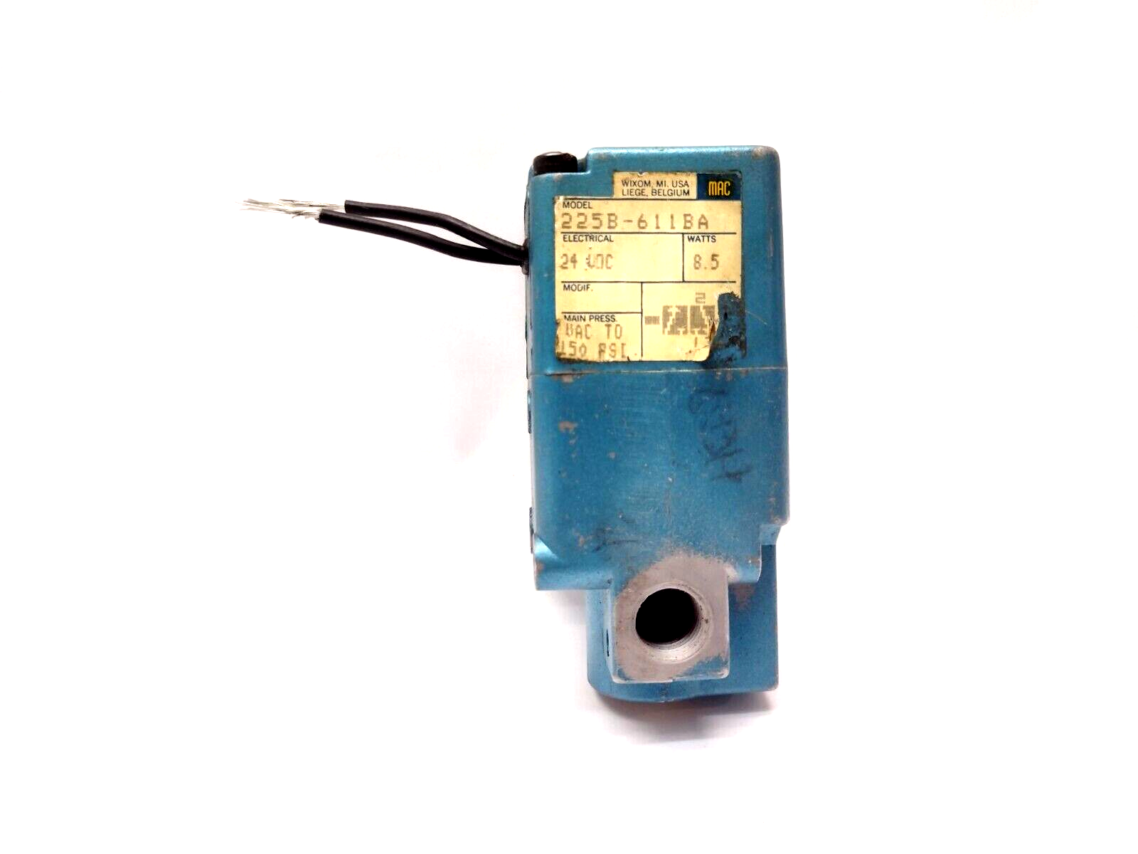 225B-611BA | Mac Valves 225B-611BA 24V Solenoid Valve8.5 Watt Vac to 150PSI
