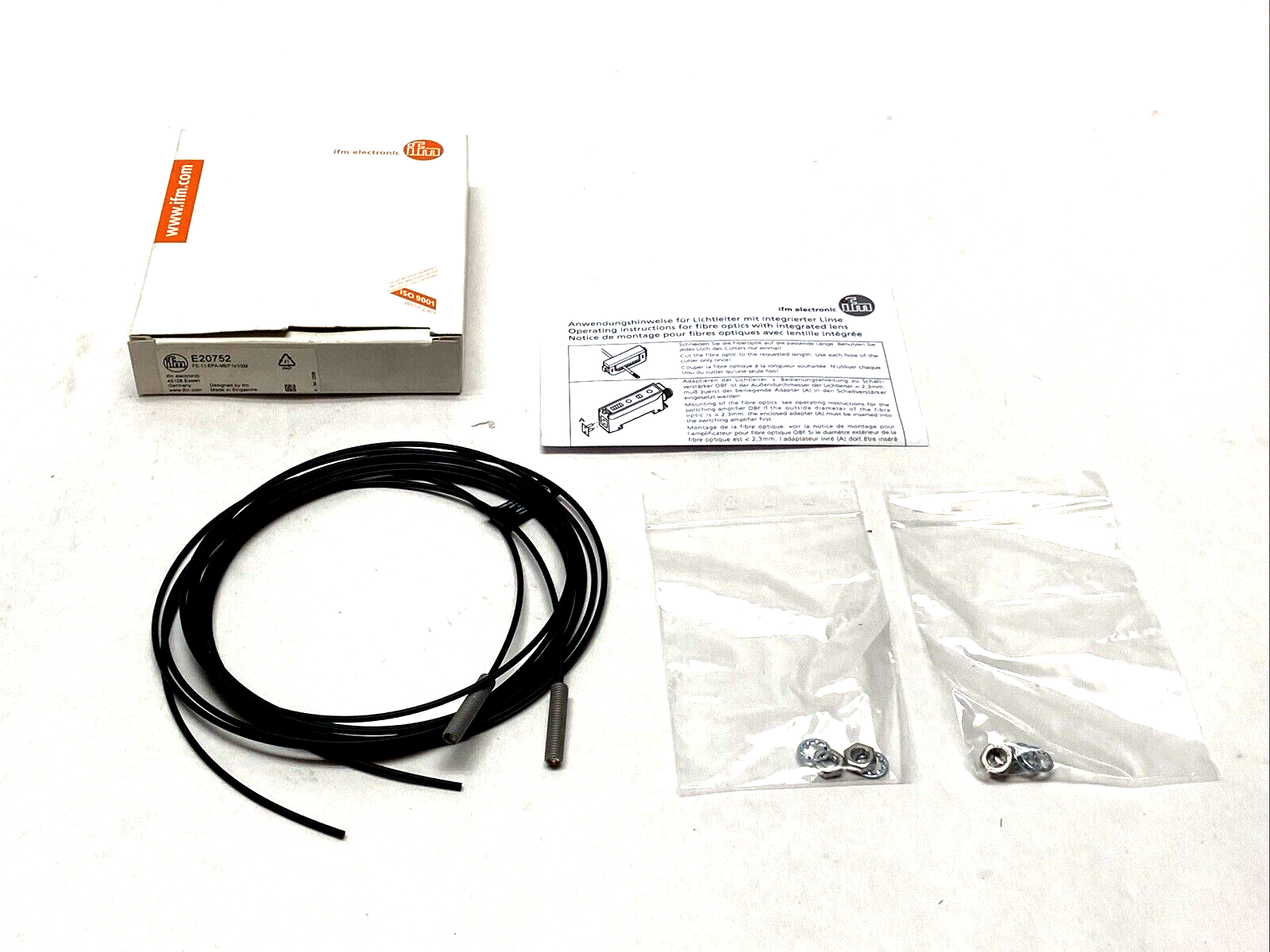 IFM E20752 Fiber Optic Through Beam Sensor FE-11-EPA-M6/F1x1/2M