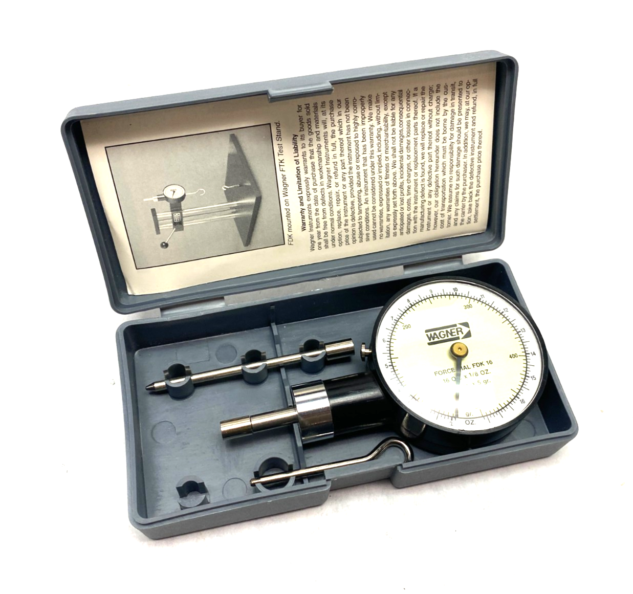 Wagner FDK 16 Mechanical Push/Pull Dial Force Gage - New – Open box