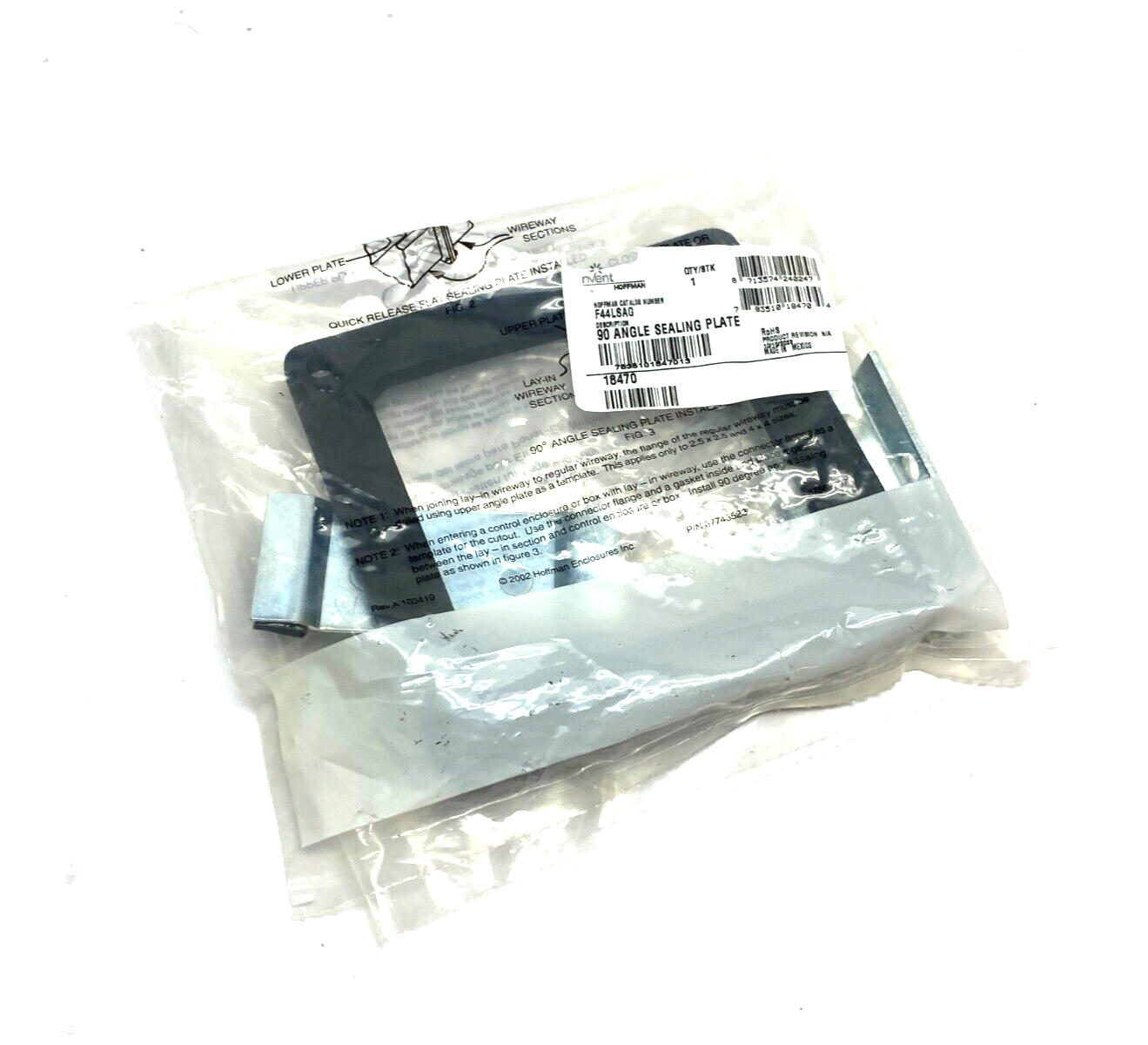 F44LSAG | Hoffman F44LSAG 90-Degree Angle Sealing Plate 4" x 4"