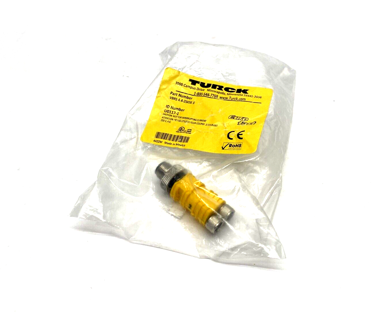 Turck VBRS 4.4-2SKM 3 Splitter, M12 Male 4-Pin To 2x M8 Female 3-Pin U