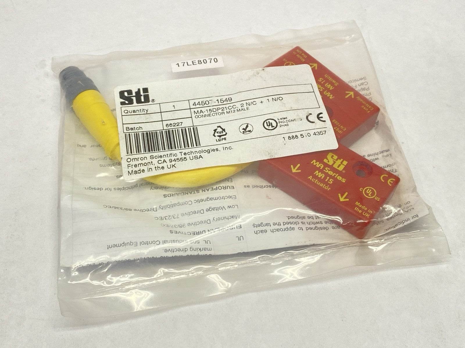 44507-1549 | Omron STI Non-Contact Magnetic Switch MA-15DP21CC - New