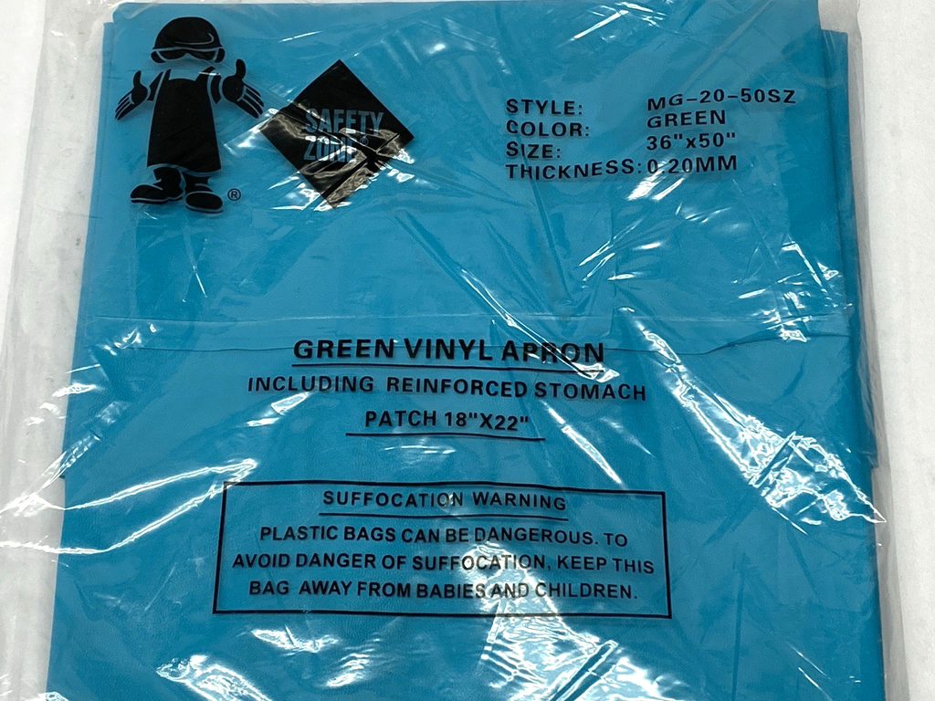Safety Zone MG-20-50SZ Green Chemical Resistant Apron Vinyl 36" x 50"