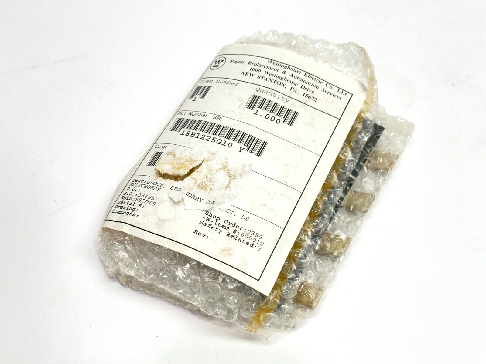 18B1225G10 | Westinghouse 18B1225G10 Secondary Contact Block