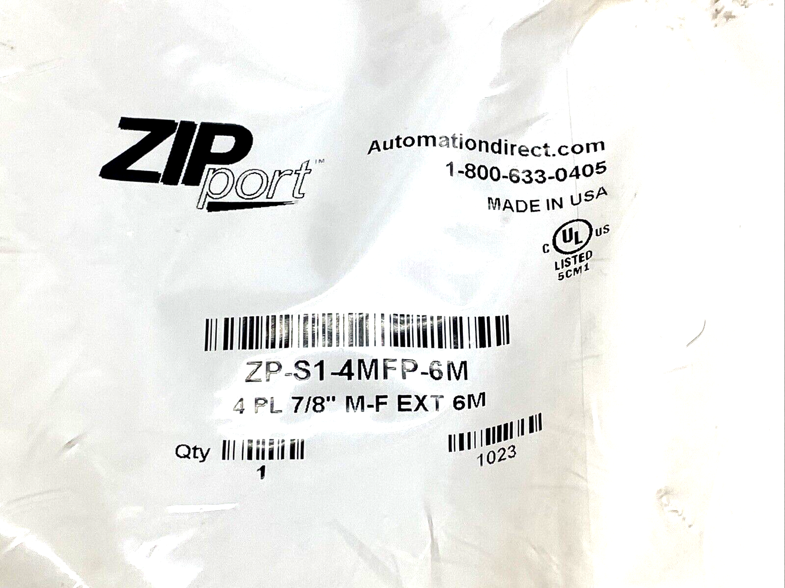 ZP-S1-4MFP-6M | Automation Direct ZP-S1-4MFP-6M ZIPport Cable 7/8" 4-Pin Male To Female 6m