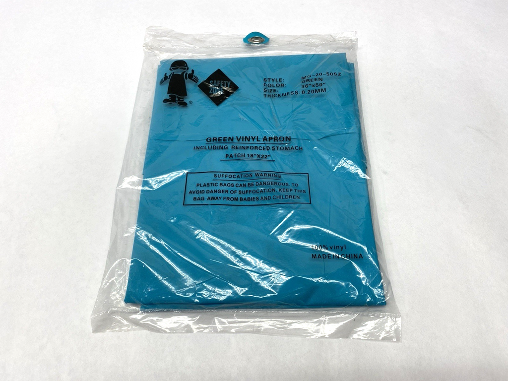 Safety Zone MG-20-50SZ Green Chemical Resistant Apron Vinyl 36" x 50"