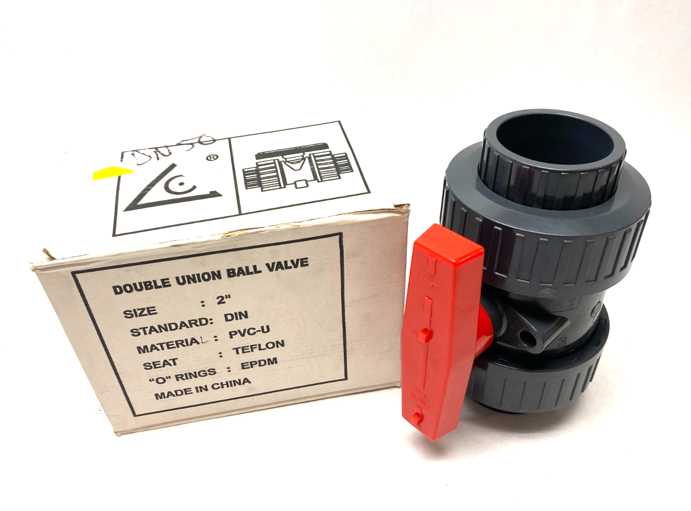 DN50 | 2" Double Union Ball Valve PVC-U, Teflon Seat, EPDM Seals - New
