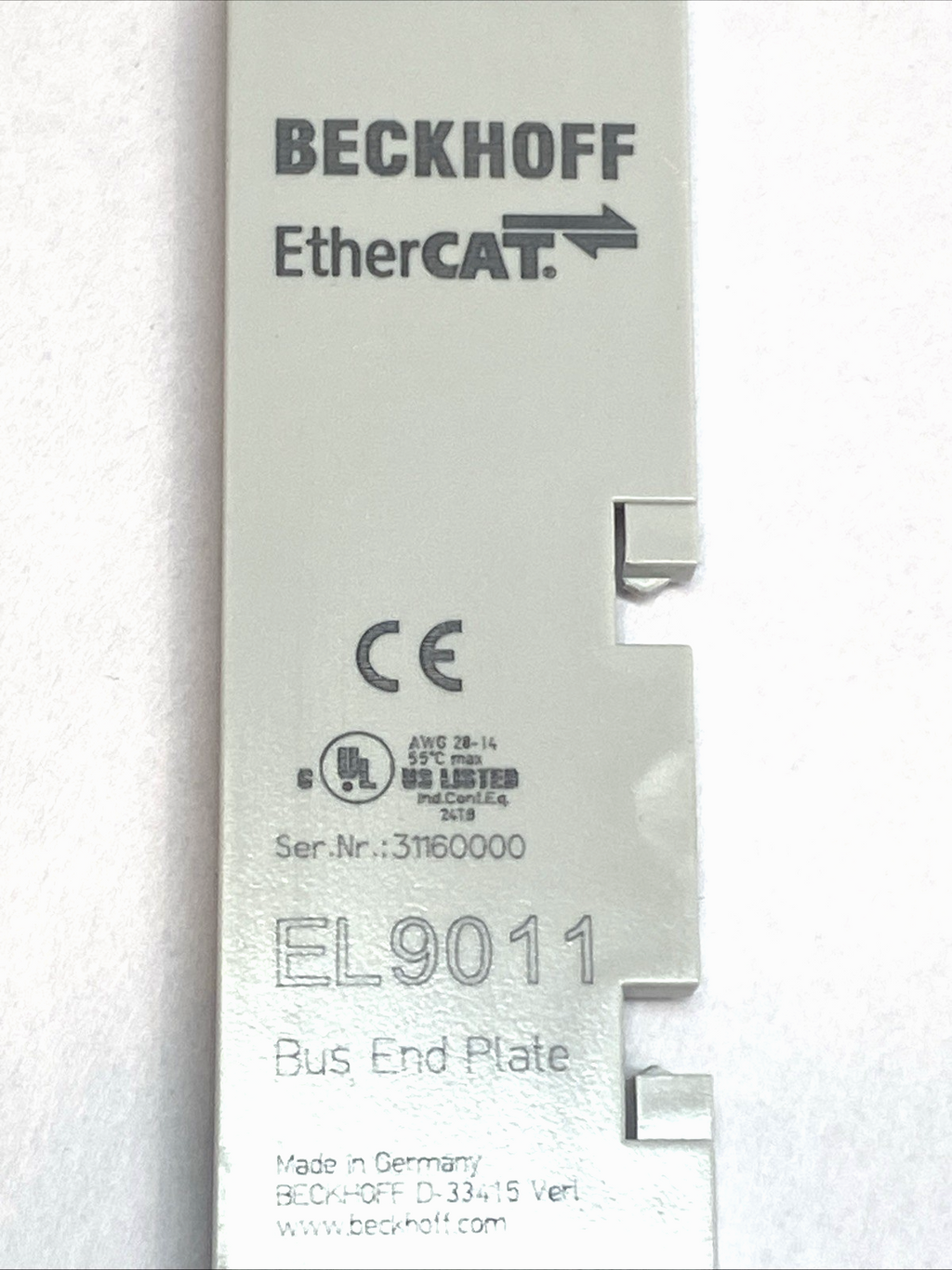 Beckhoff EL9011 EtherCAT Terminal Bus End Cover E-Bus End Cap 5mm LOT