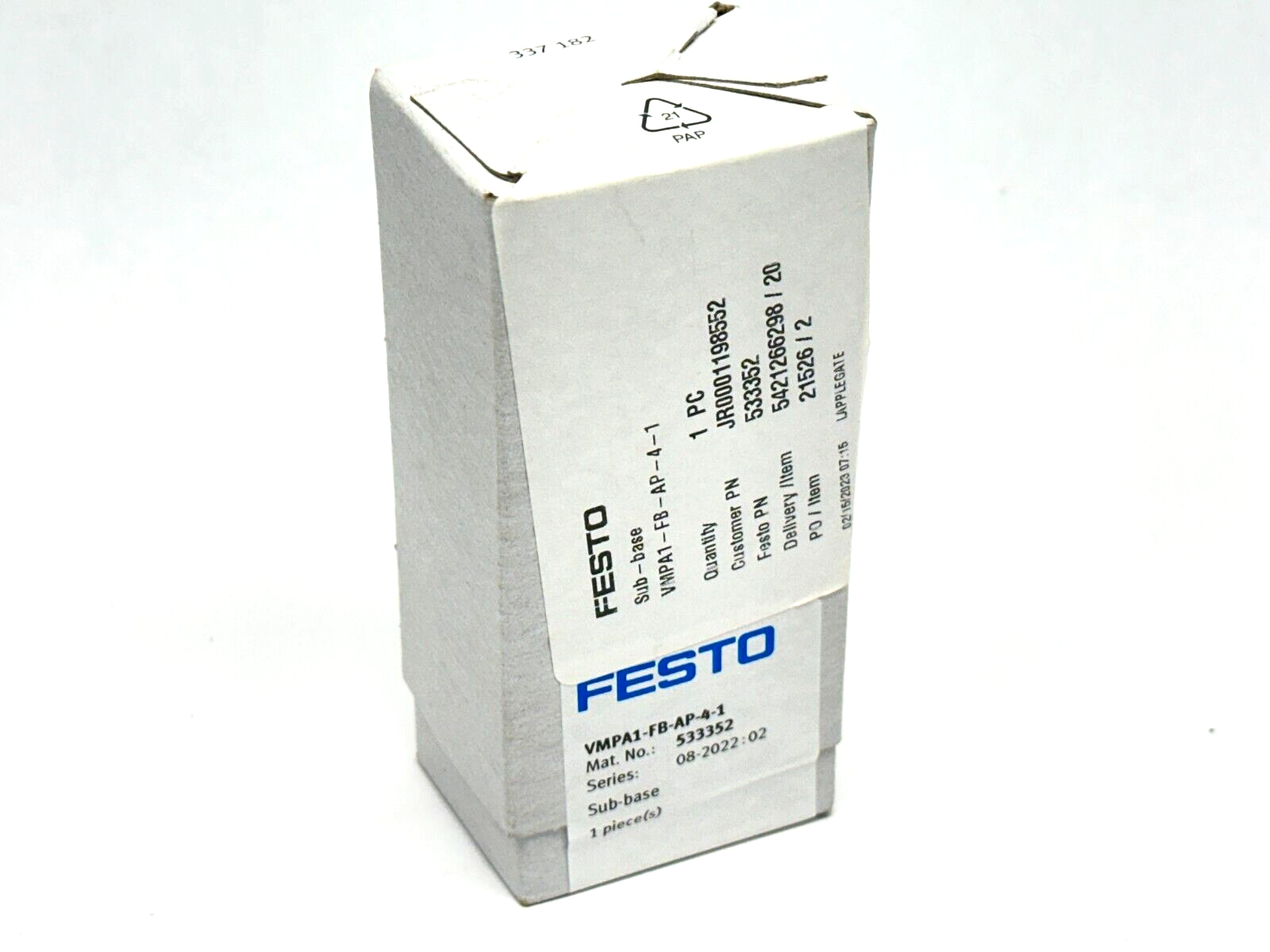 VMPA1-FB-AP-4-1 | Festo VMPA1-FB-AP-4-1 Pneumatic Manifold Sub Base 4 ...