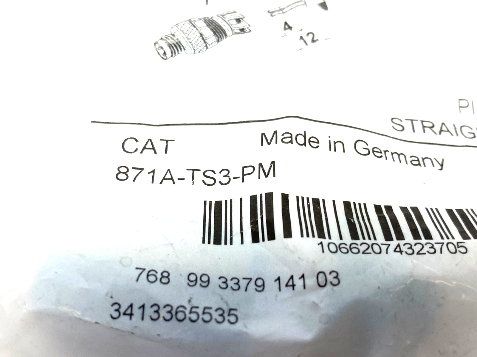 Allen Bradley 871A-TS3-PM Ser. B Straight Male Pico Connector 3-Pin