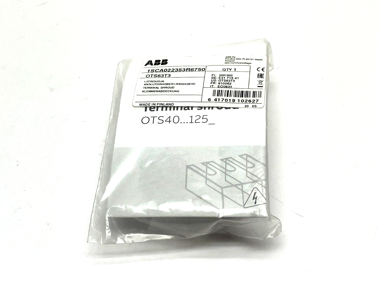 OTS63T3 | ABB OTS63T3 Terminal Shroud 1SCA022353R6750