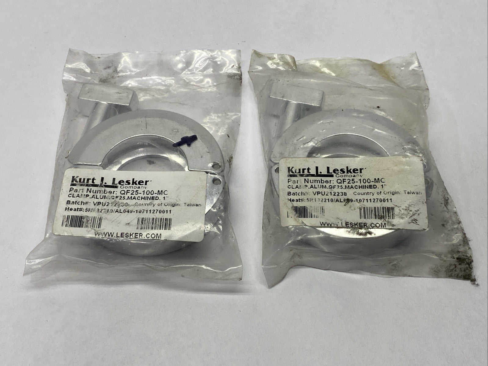 QF25-100-MC | Kurt J Lesker QF25-100-MC Aluminum Machine Clamp 1" LOT OF 2