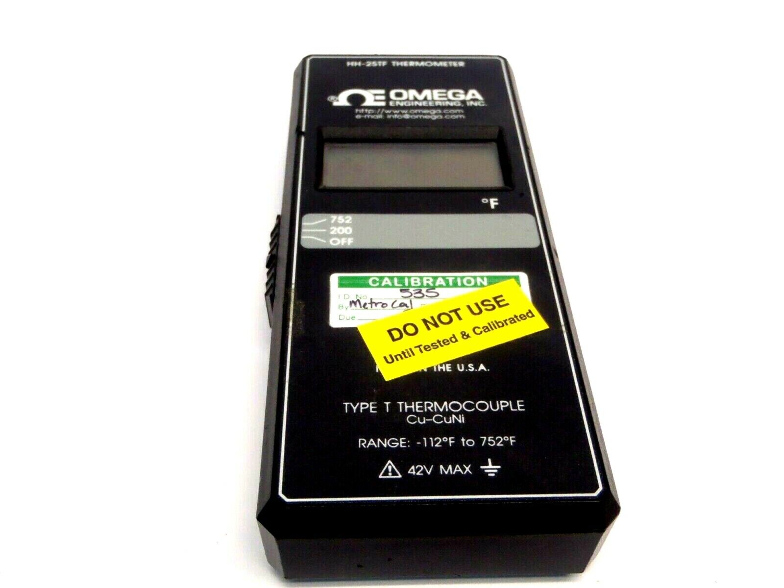 HH-25TF | Omega HH-25TF Type T Thermometer Cu-CuNi -112 to 752 Degrees