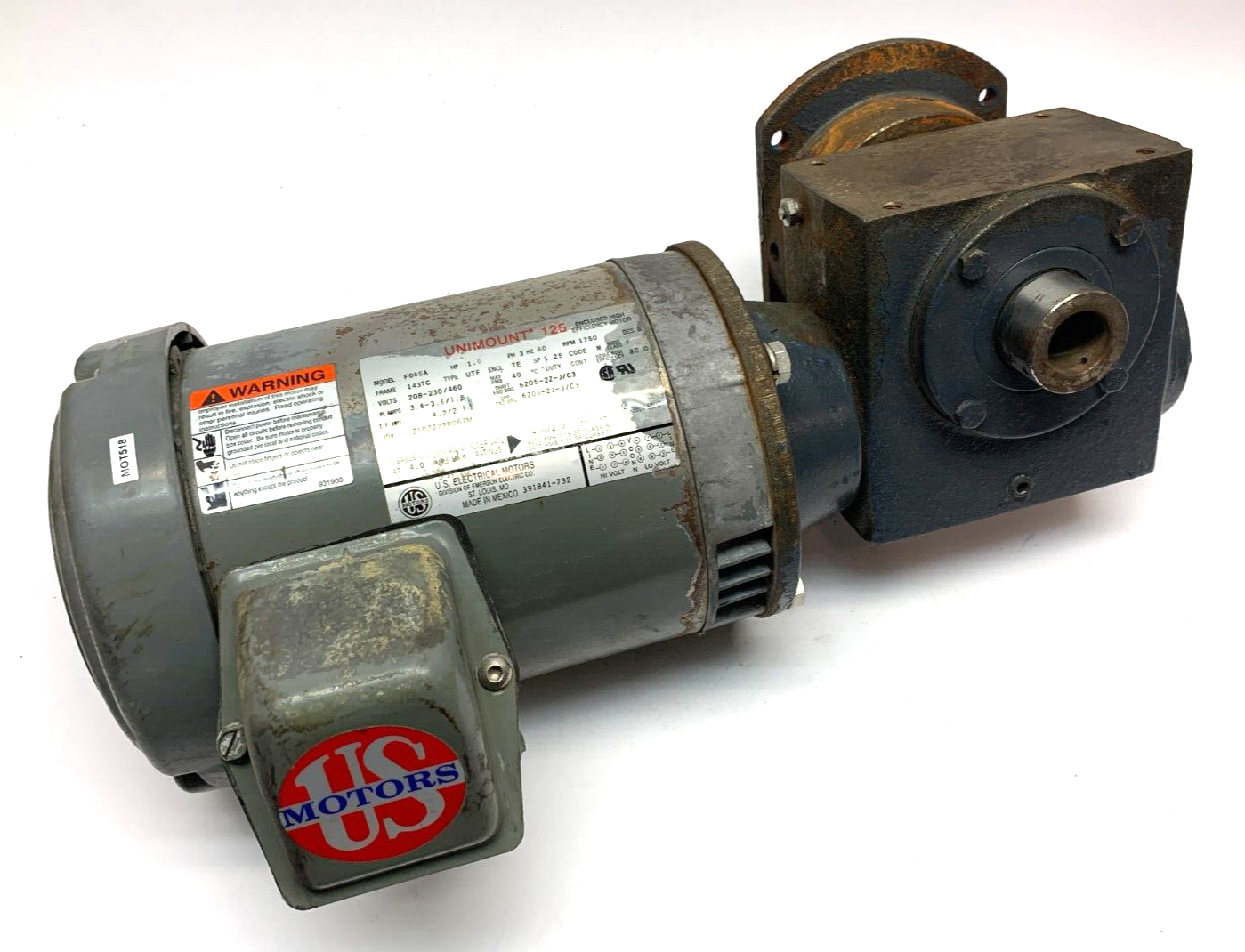 F055A | US Motors F055A Unimount 125 High Efficiency Motor 1750RPM w ...