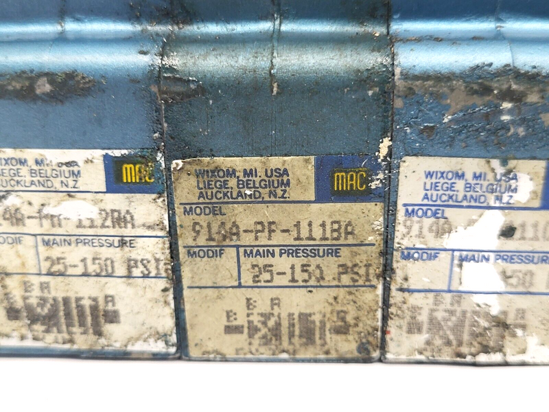 MAC Valves Manifold Base Assembly 1/2" w/ Solenoid Valves 25-150PSI LO ...