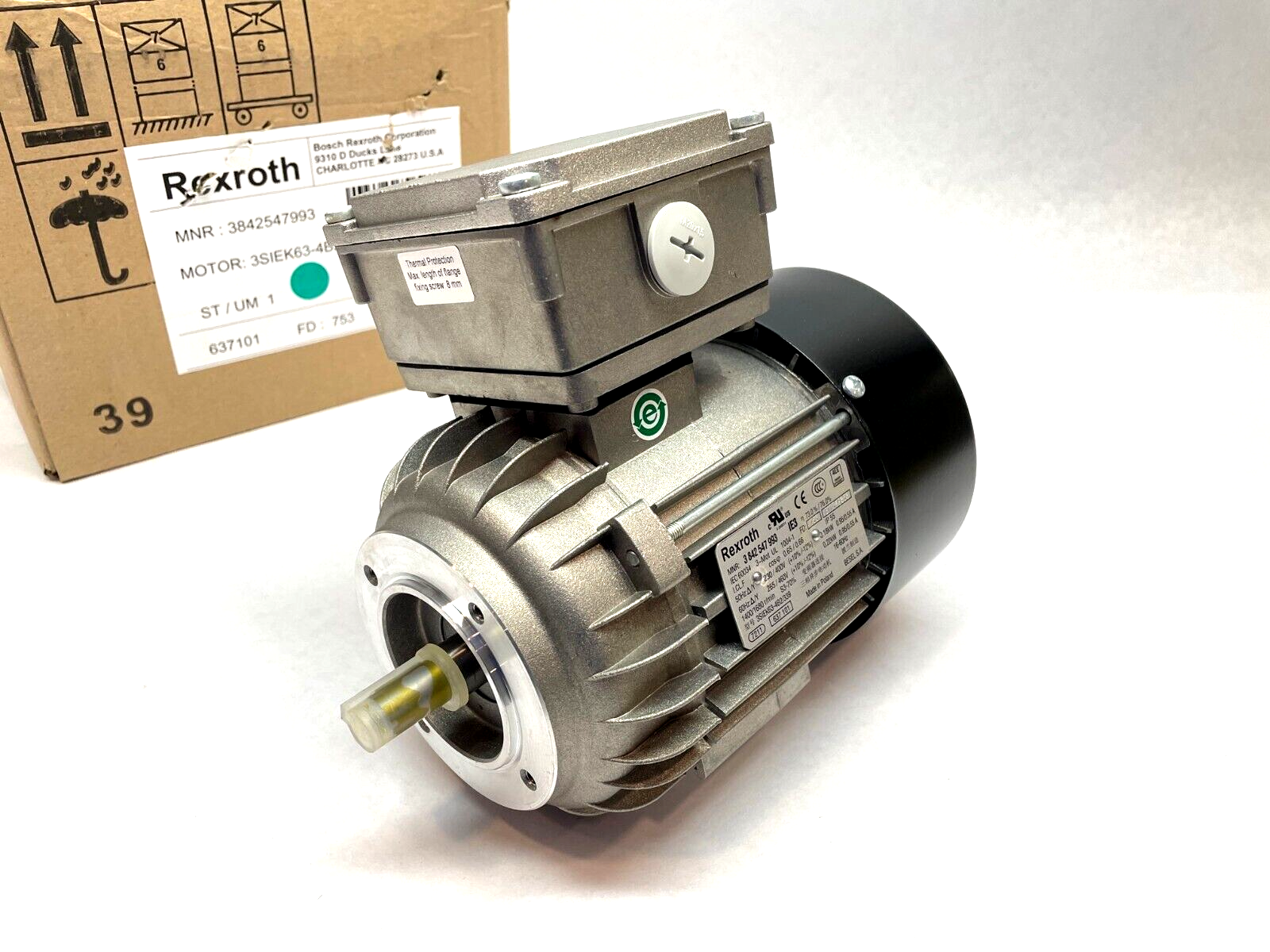 Bosch Rexroth 3842547993 Electric Motor, 230/400V, .22kW, 3SIEK63-4B2 ...