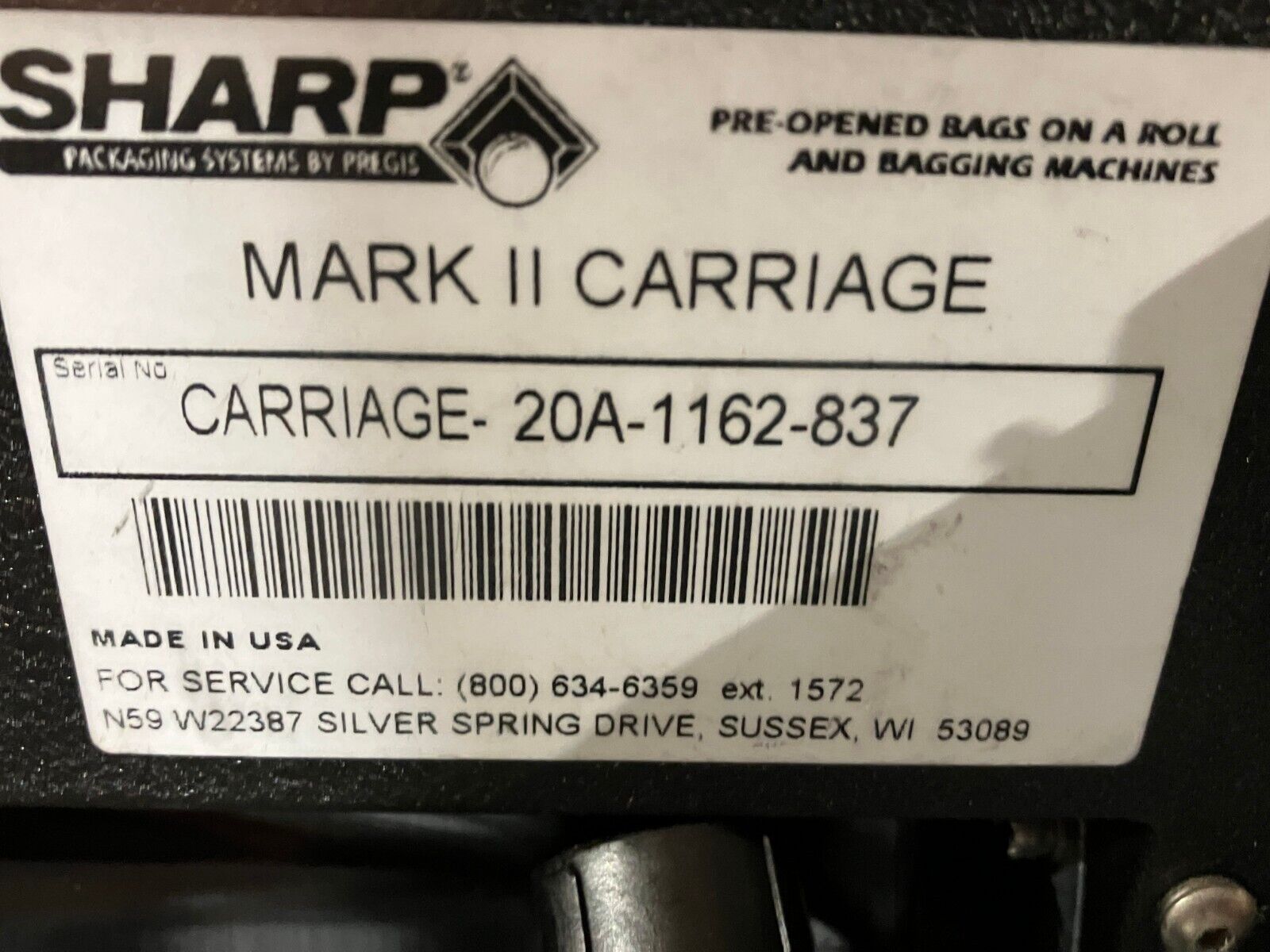 Pregis Sharp MAX 12 Bagger Continuous Roll Bagging System, Mark II Con ...